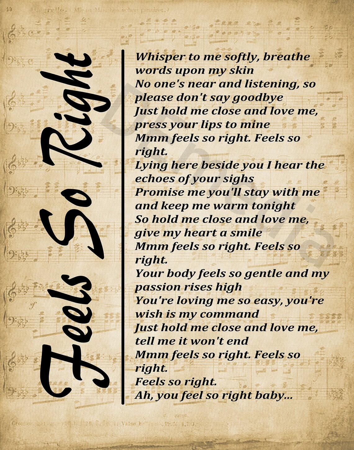 Printable Song Lyrics Feels so Right by Alabama Home Décor - Etsy