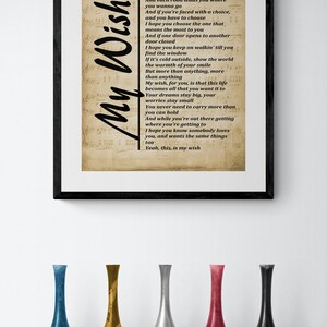 Rascal Flatts 'my Wish' Lyrics Sheet Music Art Print - Etsy