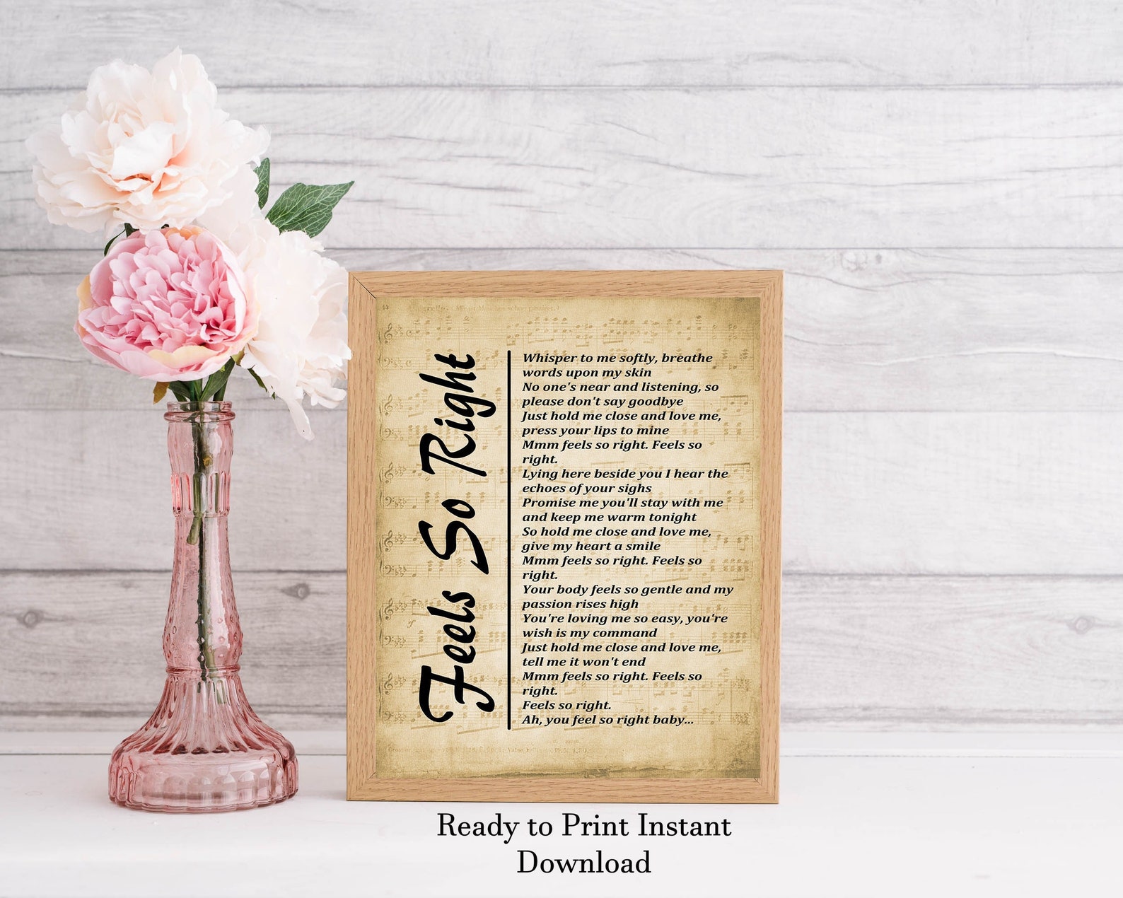 Printable Song Lyrics Feels so Right by Alabama, Home Décor Wall Art ...