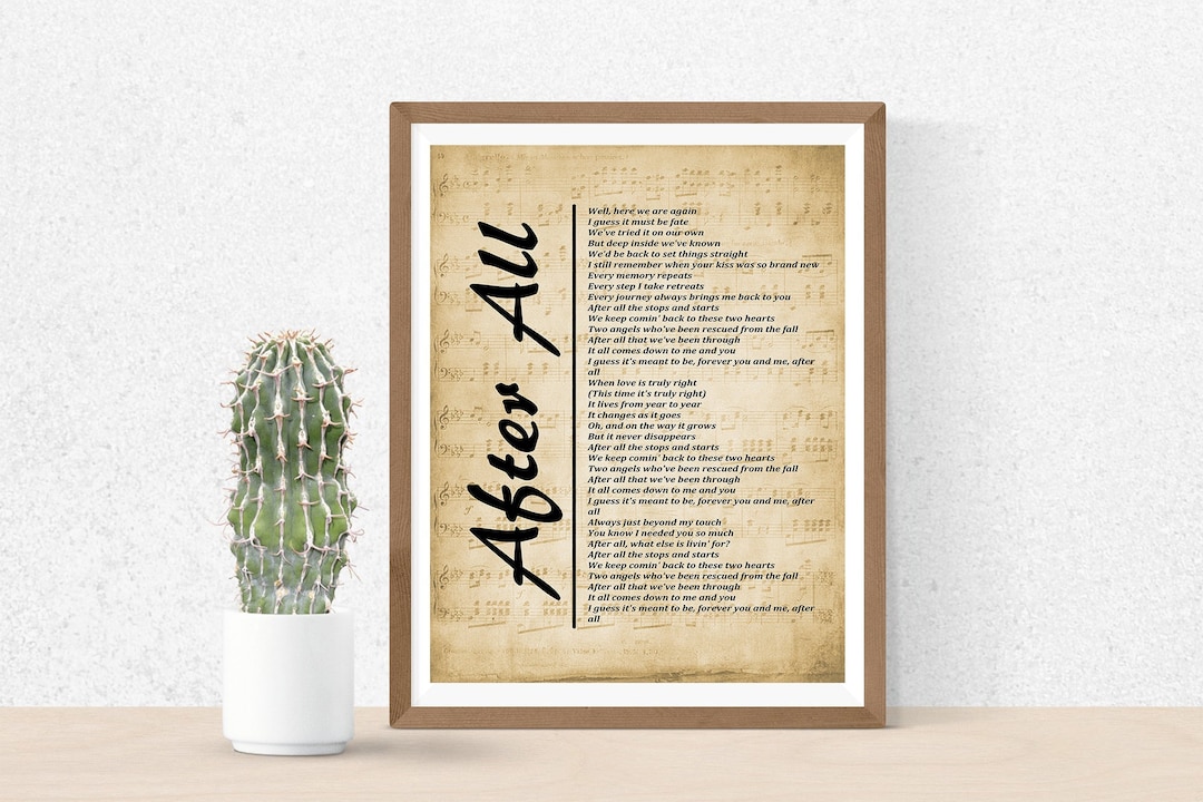 After All, Song Lyrics Digital Download on Sheet Music Background ...