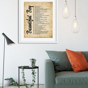 Beautiful Boy Lyrics on Sheet Music, Lyrics Picture Print Wall Décor ...