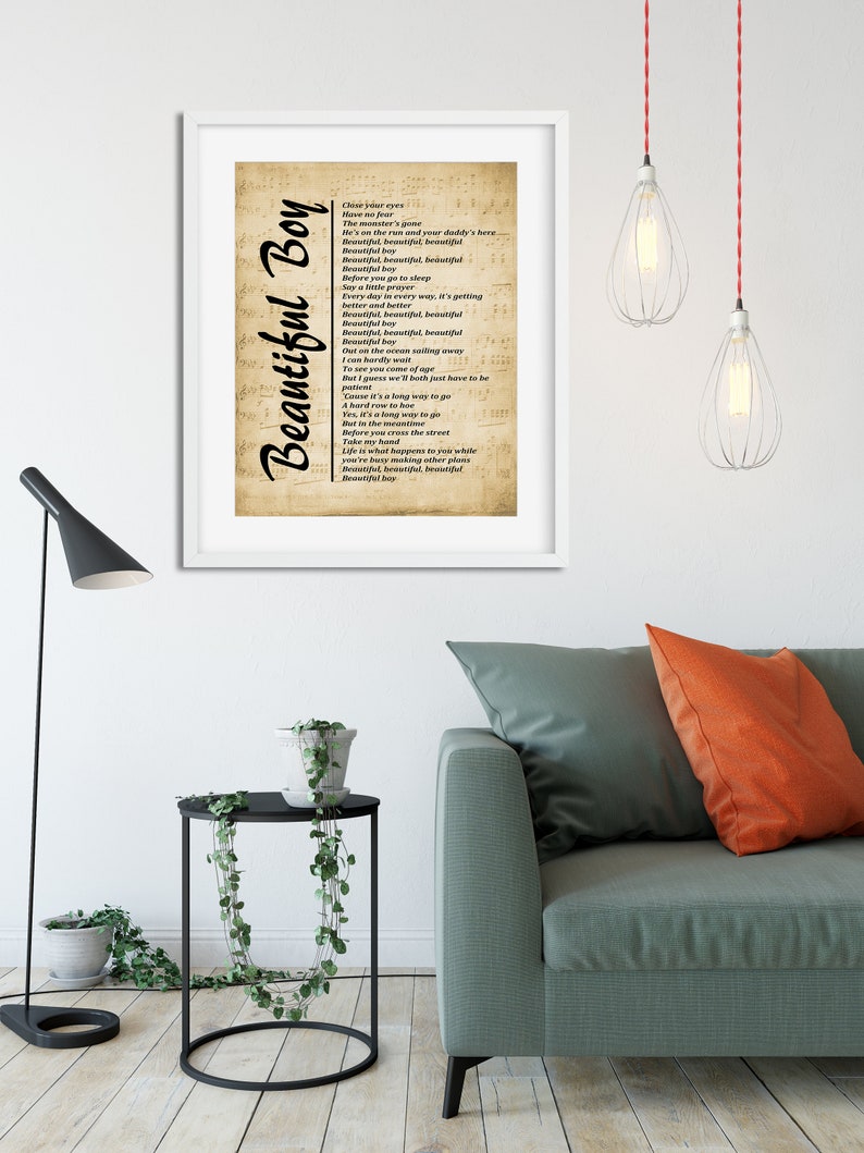 Beautiful Boy Lyrics on Sheet Music Lyrics Picture Print Wall - Etsy