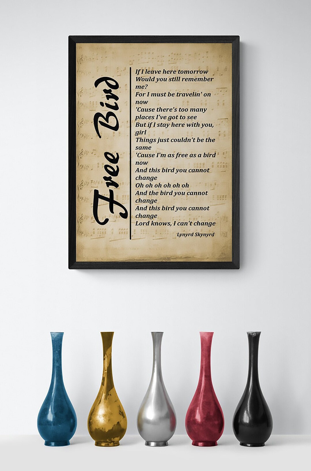 Free Bird Song Lyrics Picture, Digital Print, Free Bird Wall Hanging ...
