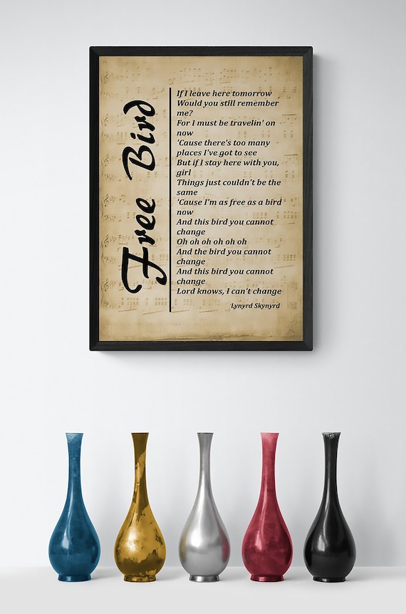 Free Bird Song Lyrics Picture Digital Print Free Bird Wall | Etsy