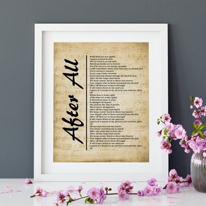 After All, Song Lyrics Digital Download on Sheet Music Background ...