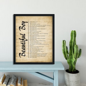 Beautiful Boy Lyrics on Sheet Music, Lyrics Picture Print Wall Décor ...