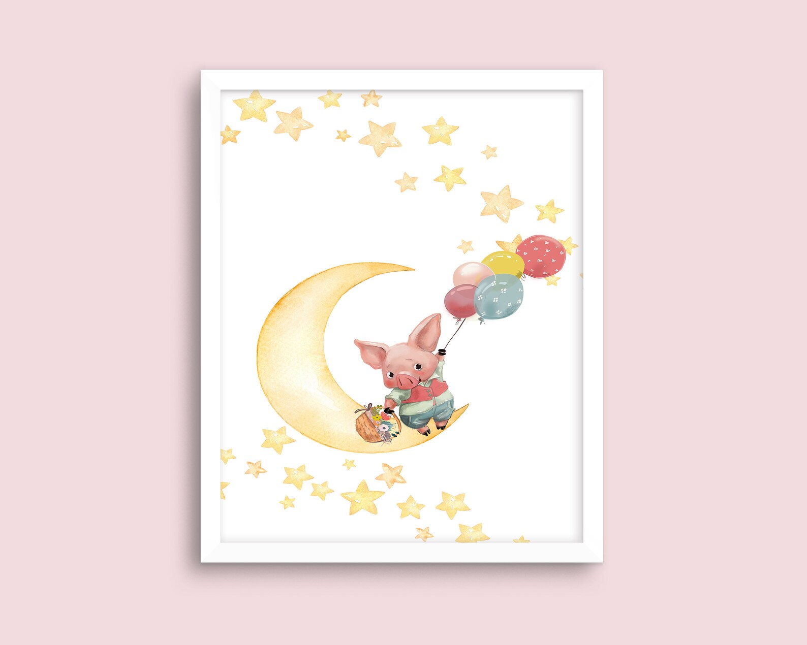 Nursery Wall Art Digital Download A Pig on the Moon Great - Etsy
