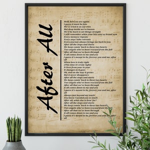 After All, Song Lyrics Digital Download on Sheet Music Background ...
