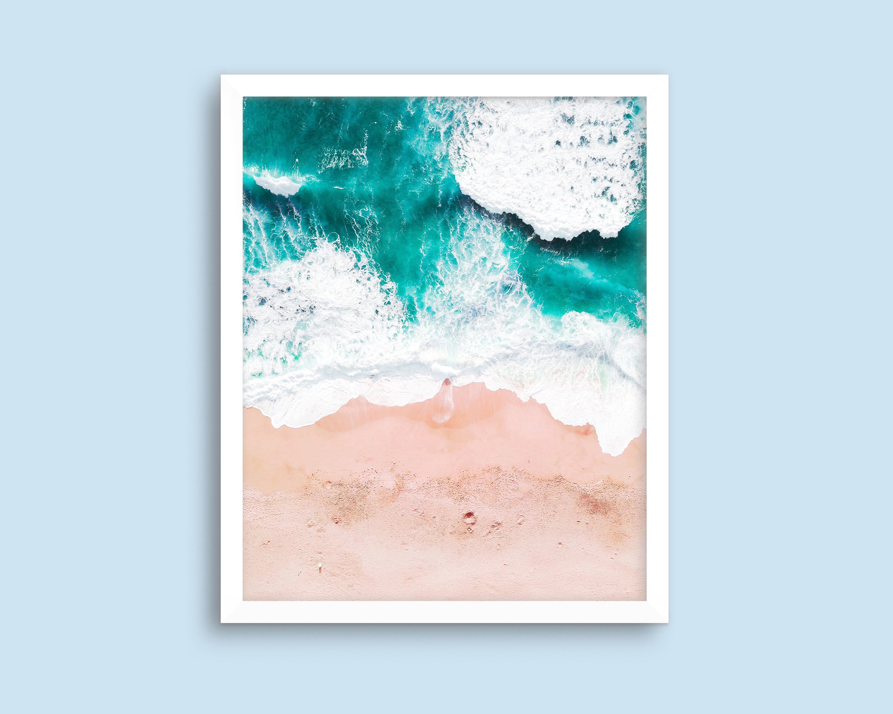 Pink Beach and Ocean Printable Wall Art, Coastal Waves Instant Print ...