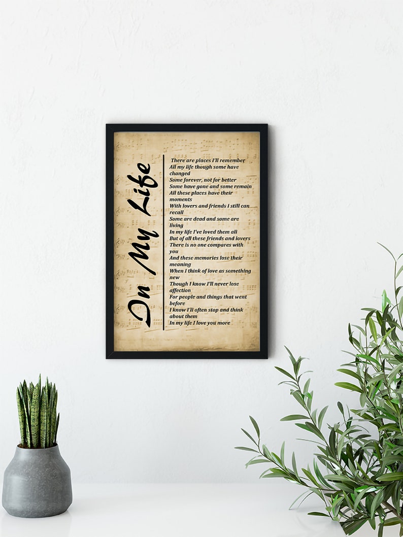 In My Life Lyrics on Sheet Music Background Song Lyrics - Etsy
