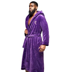 Purple Hooded Royalty Robe, Soft Plush Fleece Spa Robe, Gift Idea ...