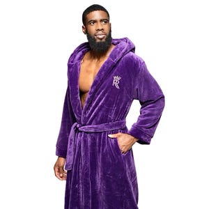 Purple Hooded Royalty Robe, Soft Plush Fleece Spa Robe, Gift Idea ...