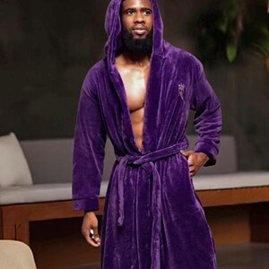 Purple Hooded Royalty Robe, Soft Plush Fleece Spa Robe, Gift Idea ...