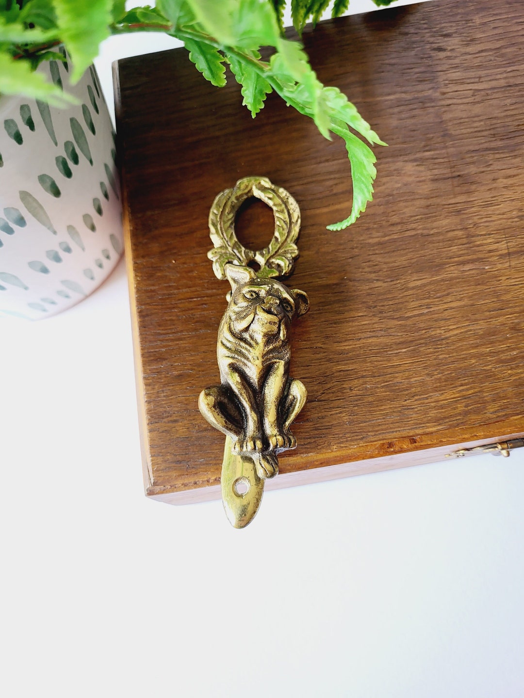 Quirky Small Brass Door Knocker in the Shape of a Dog / Bulldog / Boxer ...