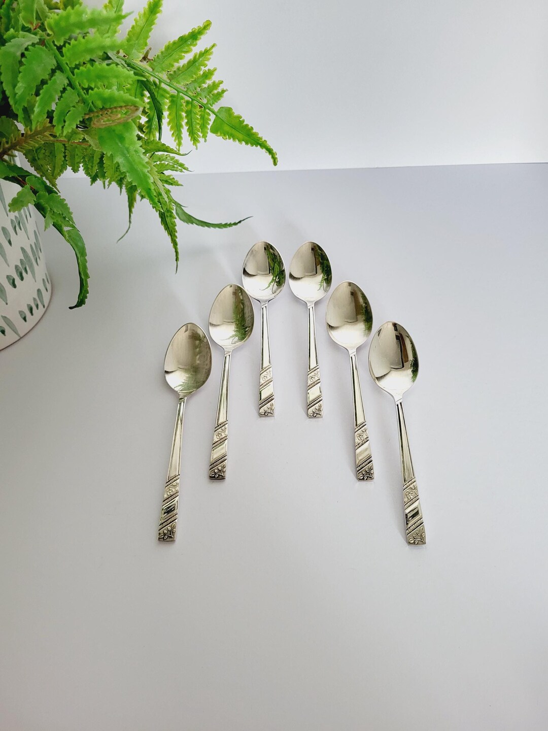 Viners 'silver Rose' Pattern Set of 6 Tea Spoons - Length - 13.5 Cm - Etsy
