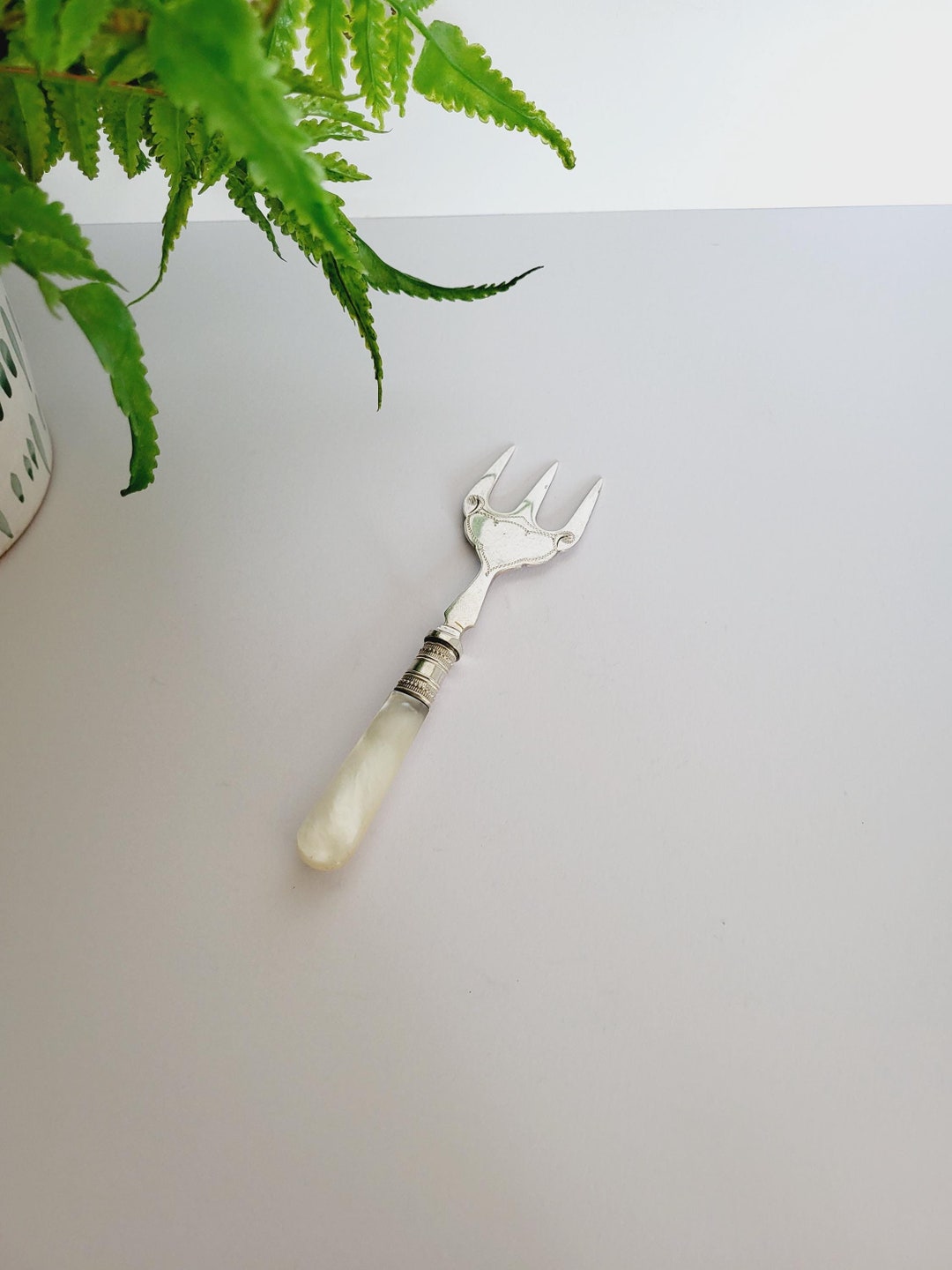 Ornate Mother of Pearl Short Handled Meat / Buffet Fork / Smorgasbord ...