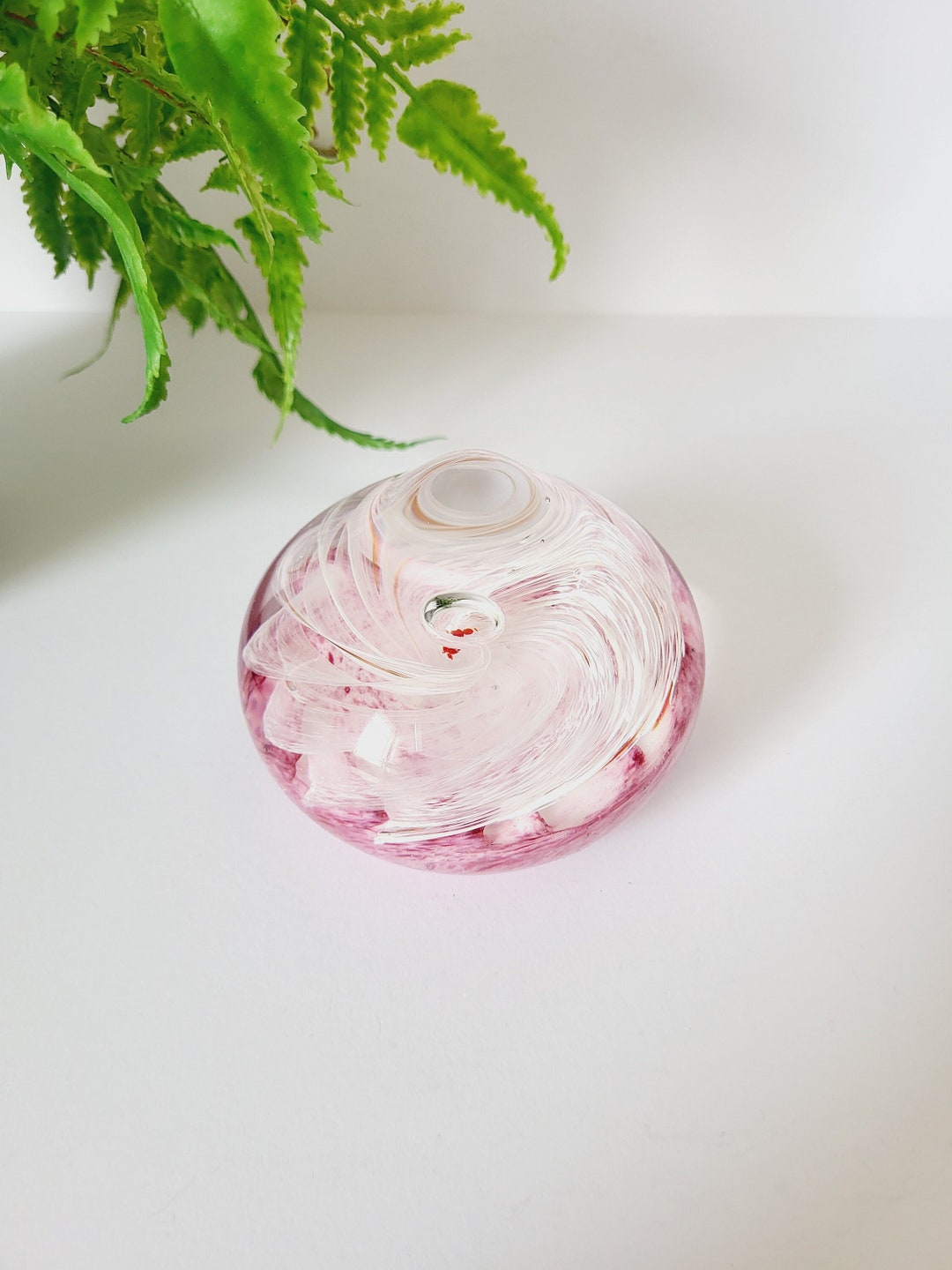 Teardrop Style Paperweight With Pink and White Swirls - 8 Cm - Etsy
