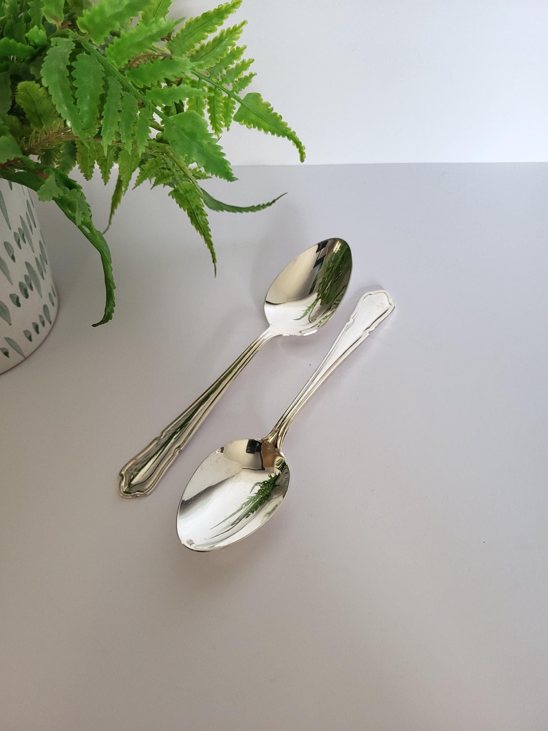 Pair of Vintage Viners Serving Spoons - Dubarry Patterned Silver Plated ...