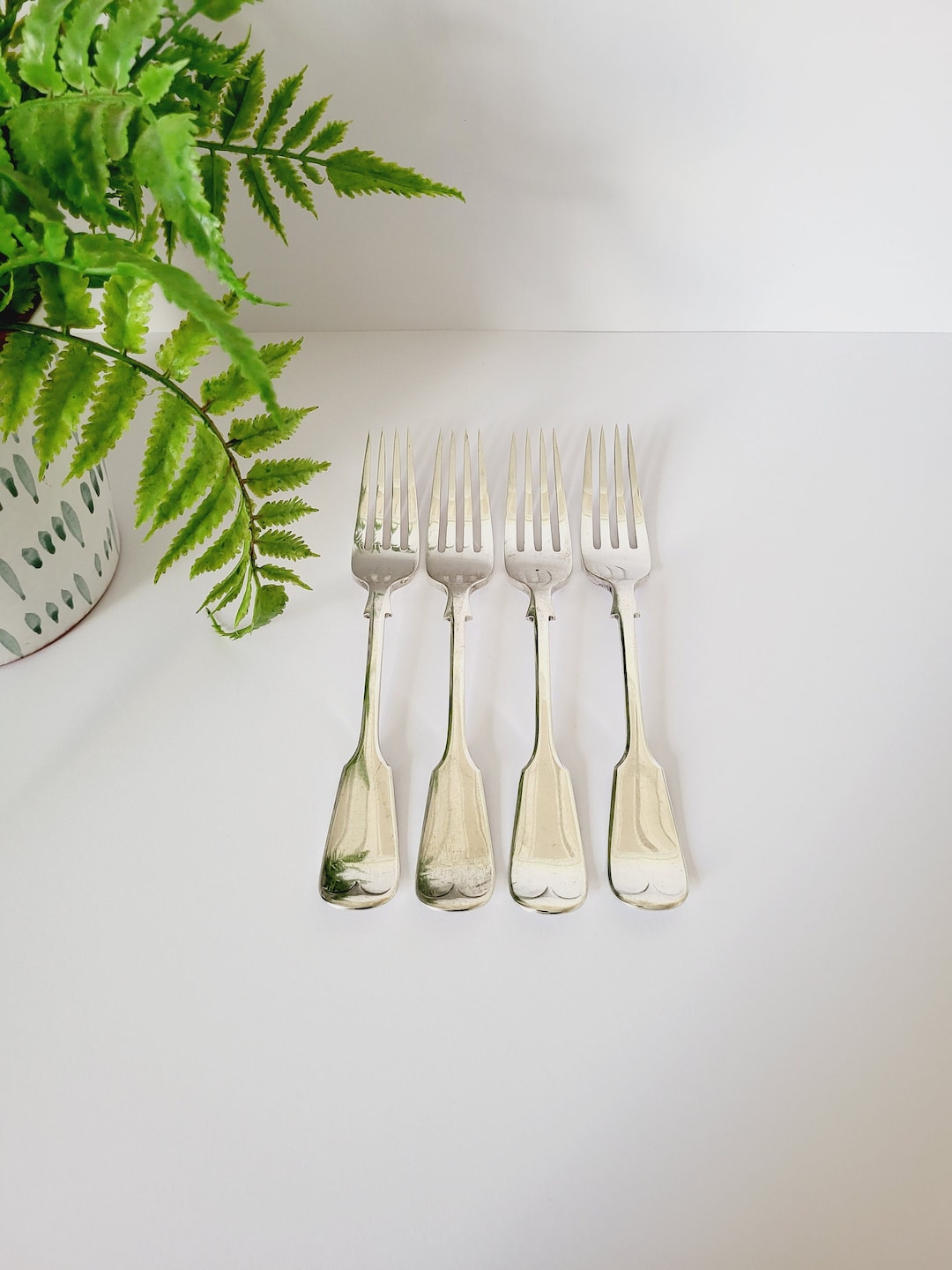 Set of 4 Large Heavy Fiddle Back Silver Plated Dinner Forks 20 Cm ...