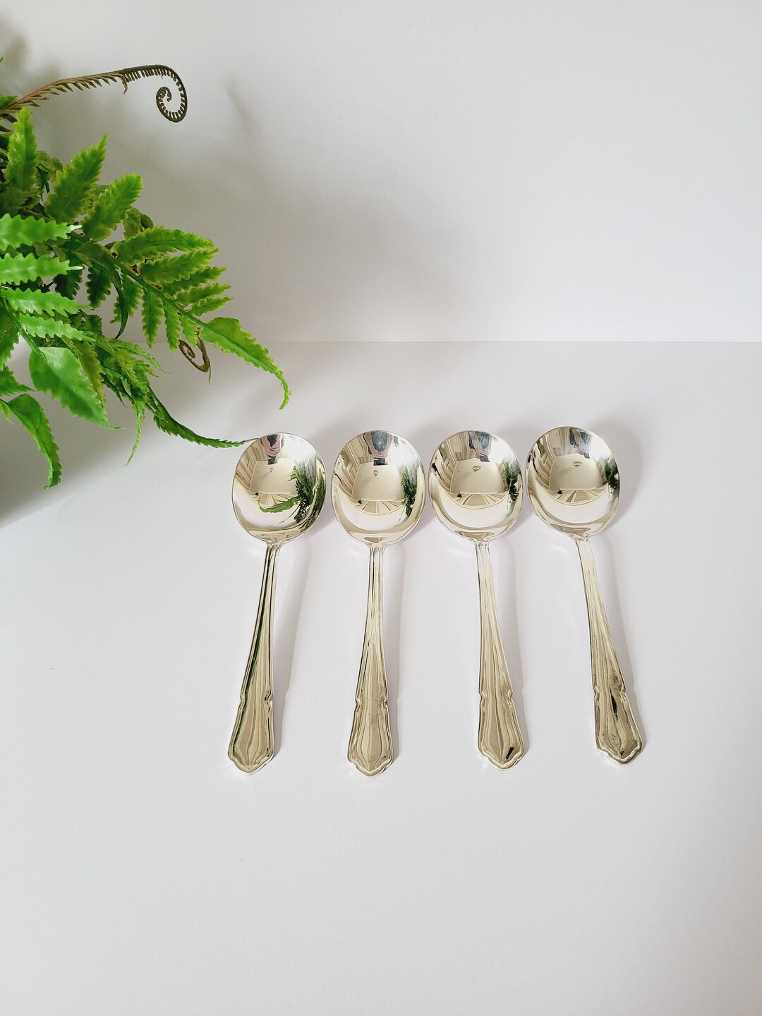 Set of 4 Vintage Viners Soup Spoons - Dubarry Patterned Silver Plated ...