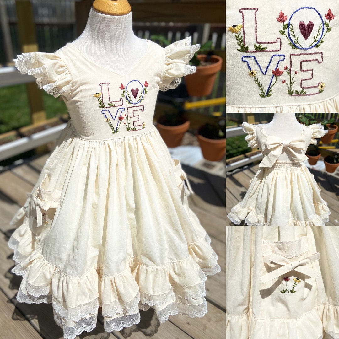 Hand Embroidered LOVE Dress - Etsy