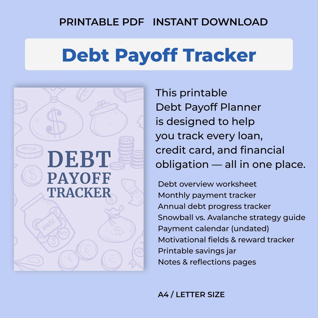 Debt Payoff Tracker Printable | Debt Snowball & Avalanche Method ...