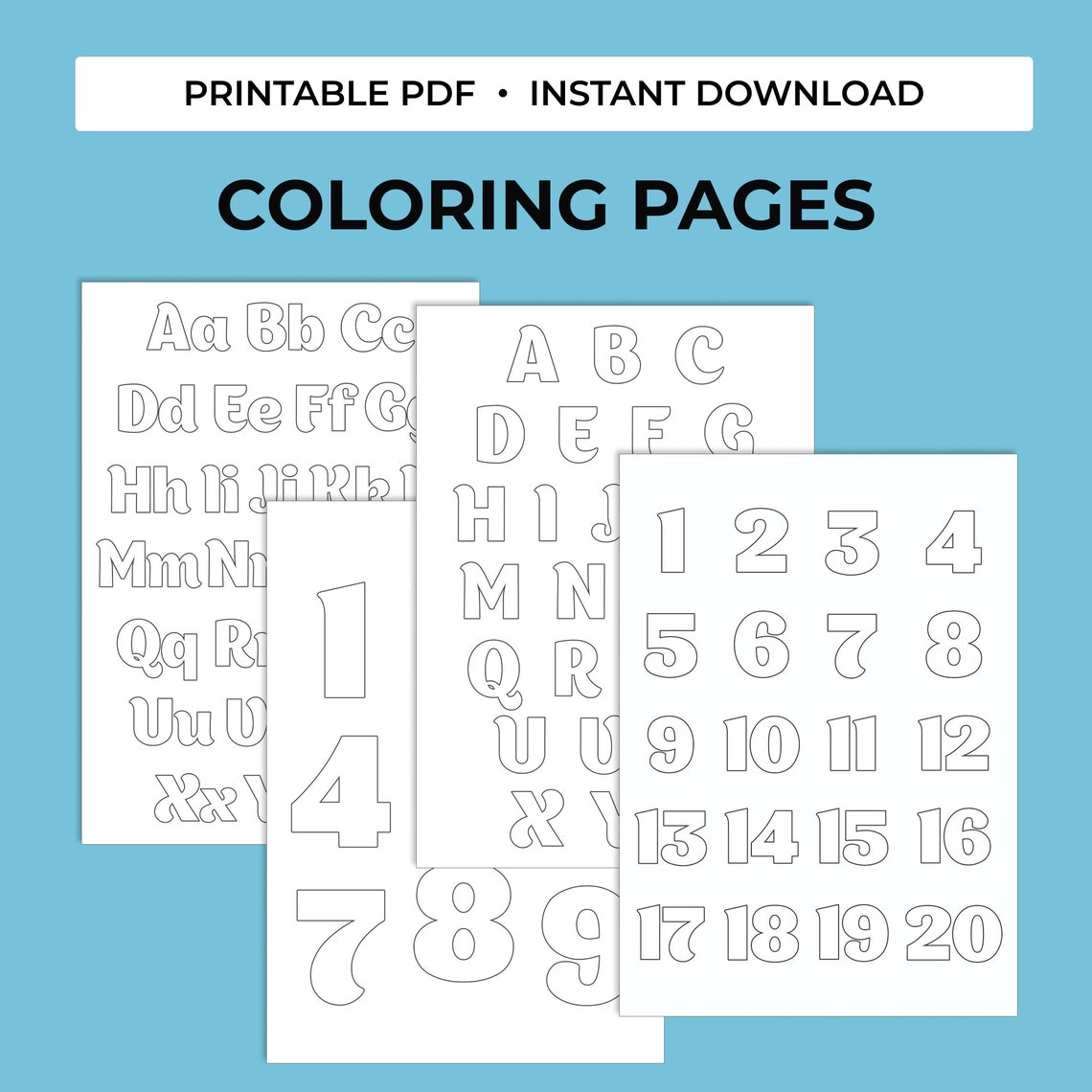 Alphabet & Number Coloring Pages. Coloring Pages for Kids. | Etsy