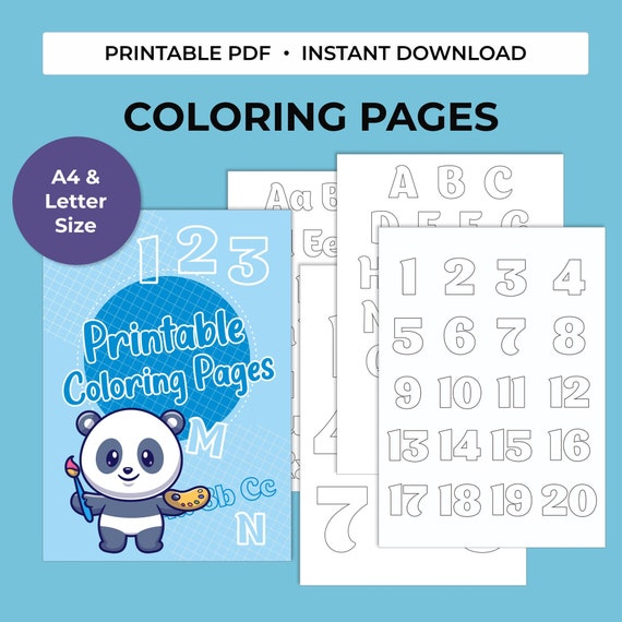 Alphabet & Number Coloring Pages. Coloring Pages for Kids. | Etsy