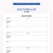 Doctor Printable, Doctors Contact List, Doctor Info Printable, Medical ...
