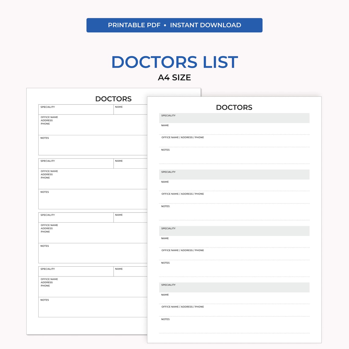 Doctor Printable, Doctors Contact List, Doctor Info Printable, Medical ...