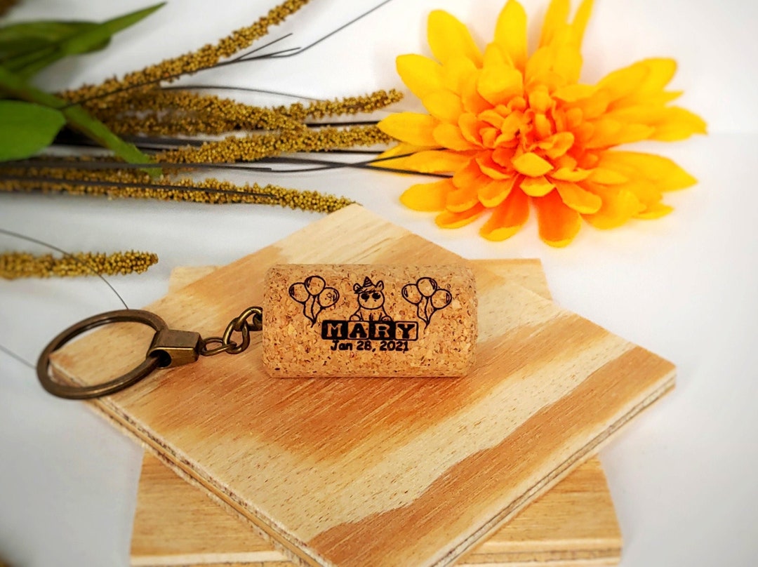 Personalized Cork Keychain Wine Cork Keyring Customized - Etsy
