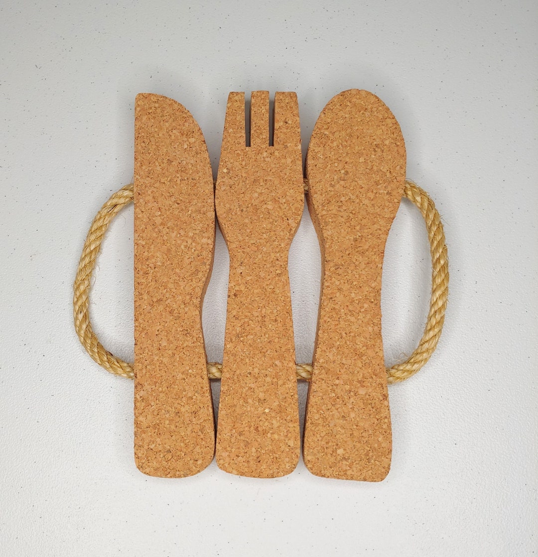 Hot Pad Fish or Cutlery Set Cork Cork Trivet Hot Pad Hot Trivets With ...