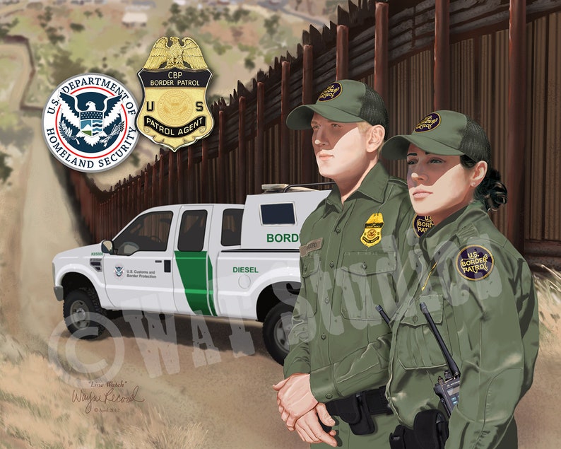 Line Watch Border Patrol Drawing Artwork Illustration - Etsy