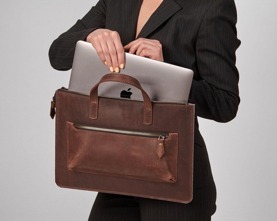 Leather Laptop Briefcase Womens Work Notebook Bag Office - Etsy