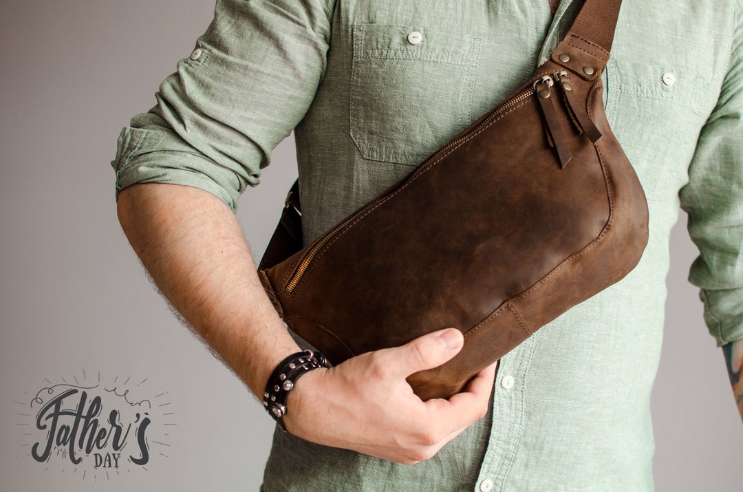 Custom Leather Banana Mens Bag, Custom Mens Gift, Leather Waist Bag ...