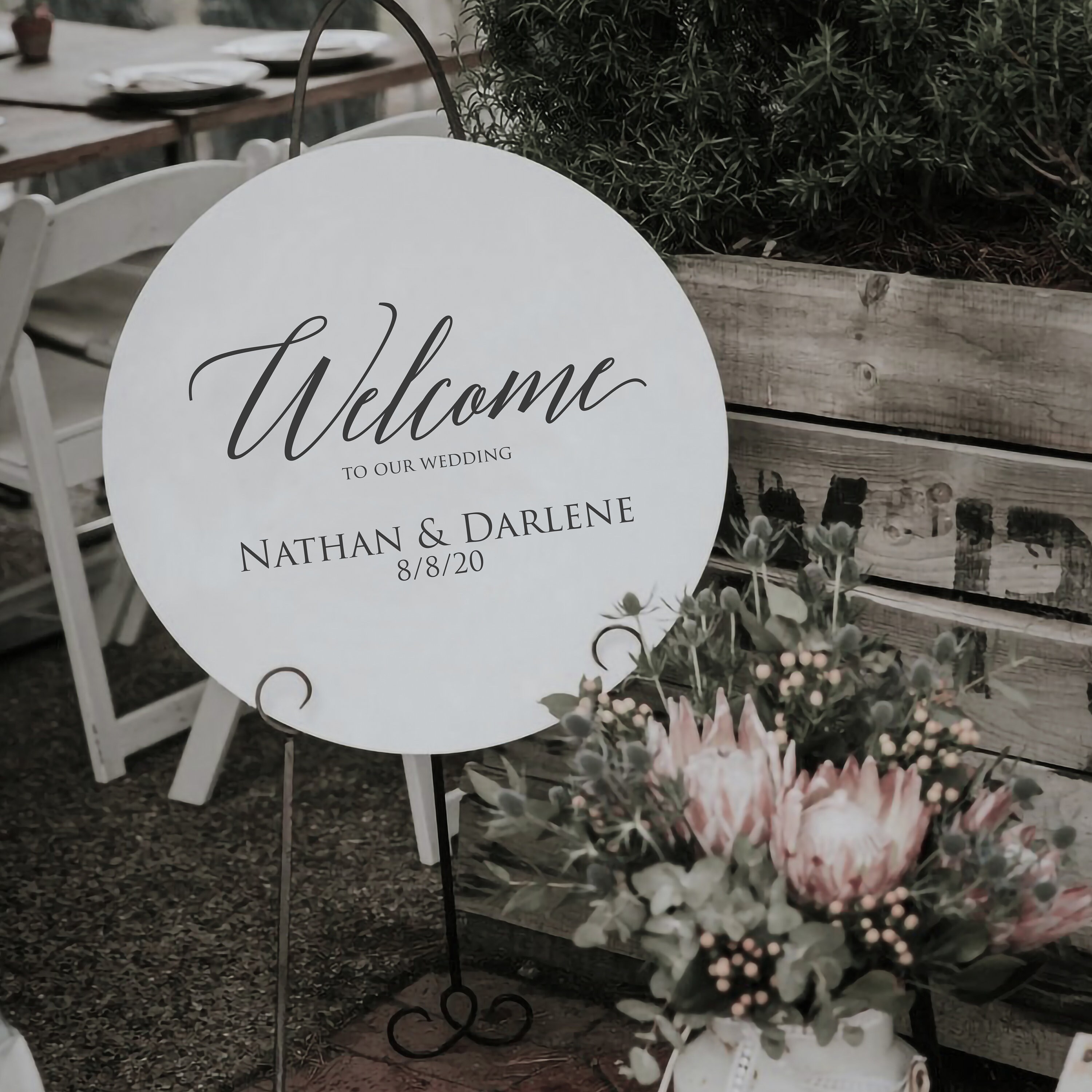 Round Wedding Welcome Sign by Rawkrft Rustic Wood Wedding | Etsy