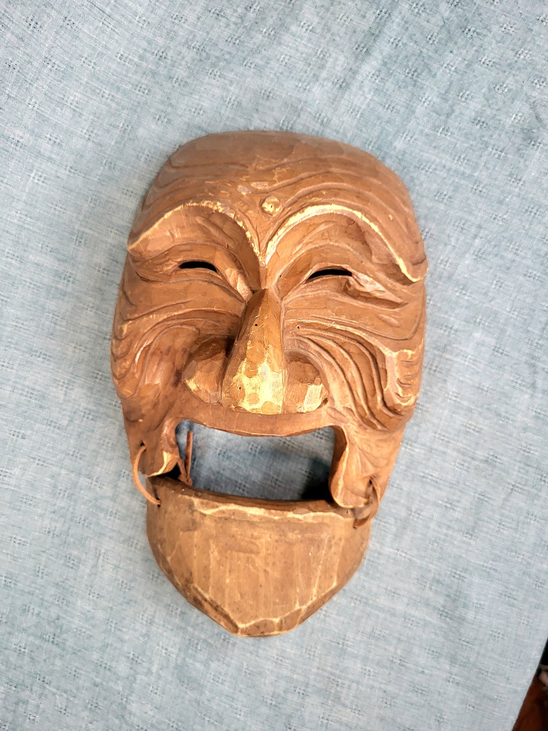 Hand Carved Wood Mask With Movable Jaw - Etsy