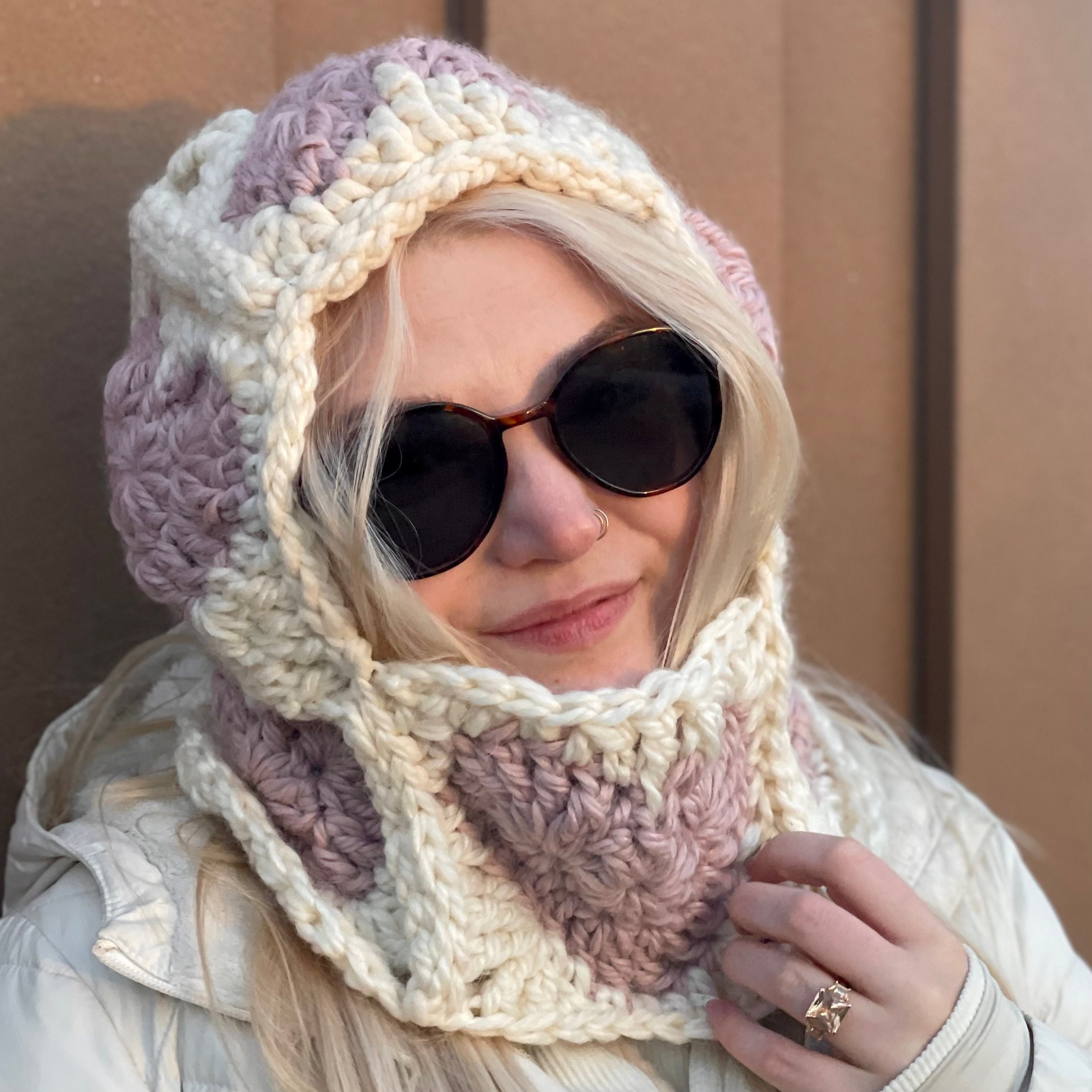 Crochet Balaclava, Pink Heart Granny Square Balaclava, Handmade Hood - Etsy