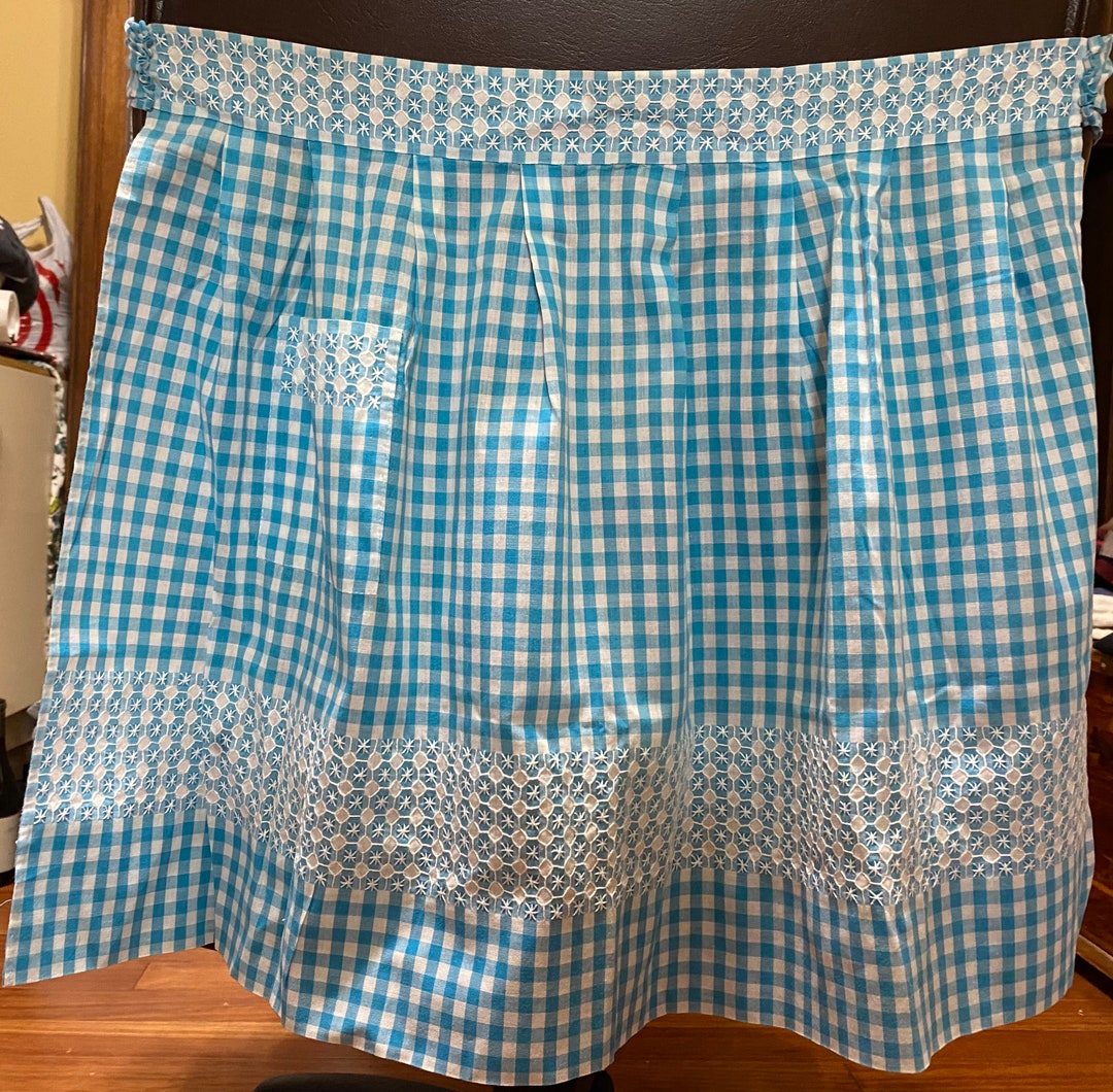Vintage Blue Gingham Half Apron With Diamonds and Stars - Etsy