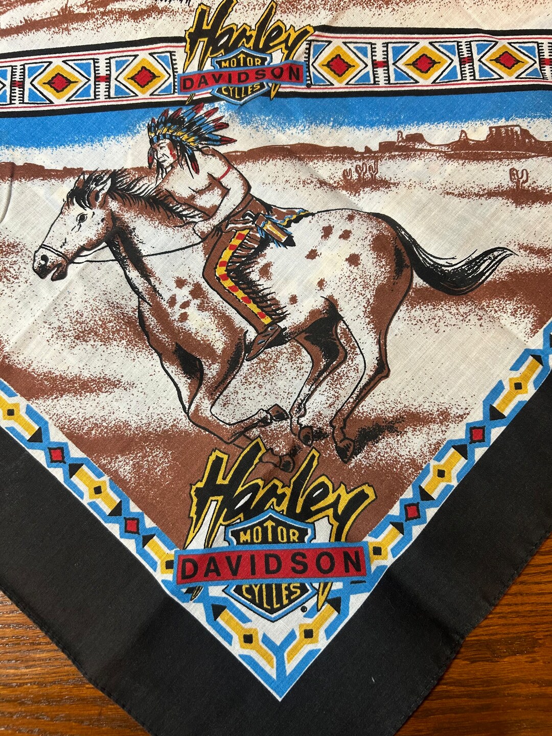 Vintage Harley Davidson Motorcycle Native American Wolf Bandana/scarf ...