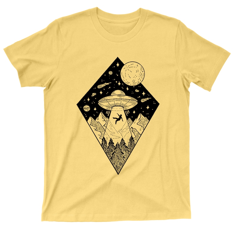 Alien UFO Abduction T Shirt - Extraterrestrial Outer Space Diamond ...