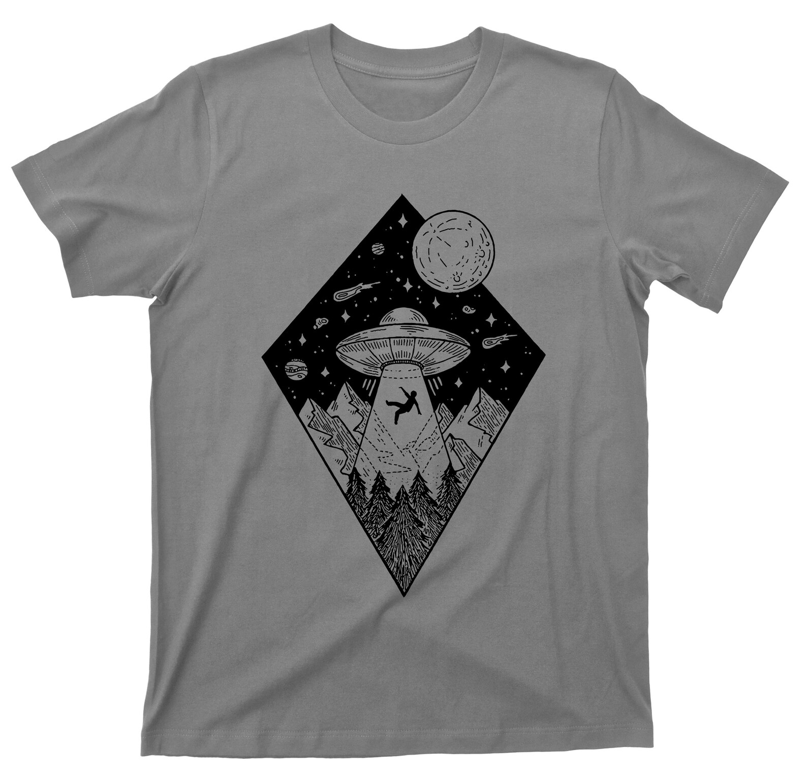Alien UFO Abduction T Shirt - Extraterrestrial Outer Space Diamond ...