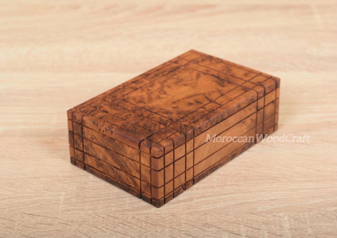 Fun Wooden Secret Box - Engraved Wooden Box Case - Thuya Wood - Wooden ...