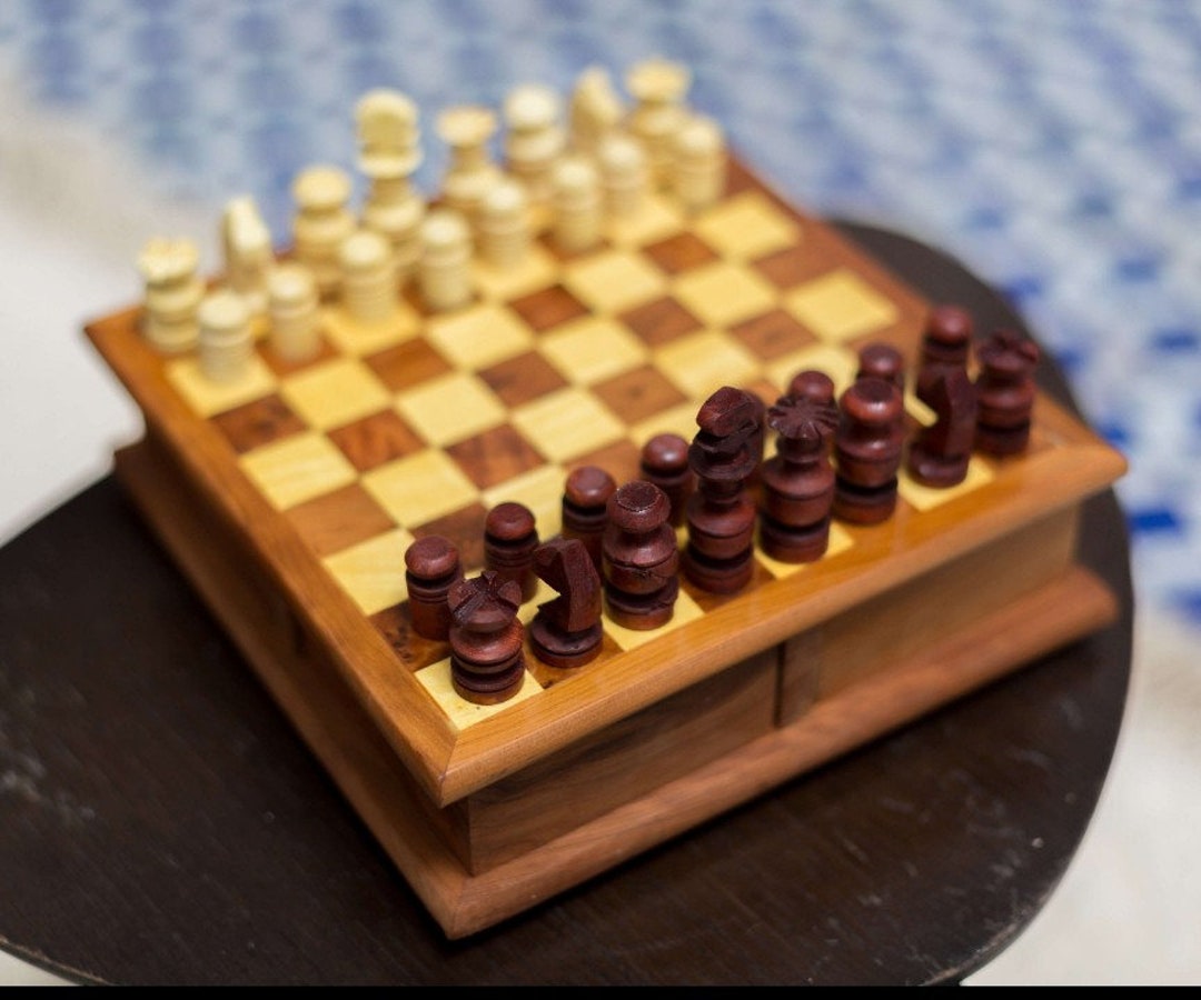 Wooden Chess Game - Wooden Jewelry BOX - Secret Box for Small Jewelry ...