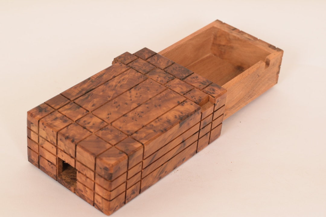 Wooden Puzzle Box Secret Jewelry Box Case Cider Wood Wooden Magic Puzzle PUZZLE Lock Box Wooden ...