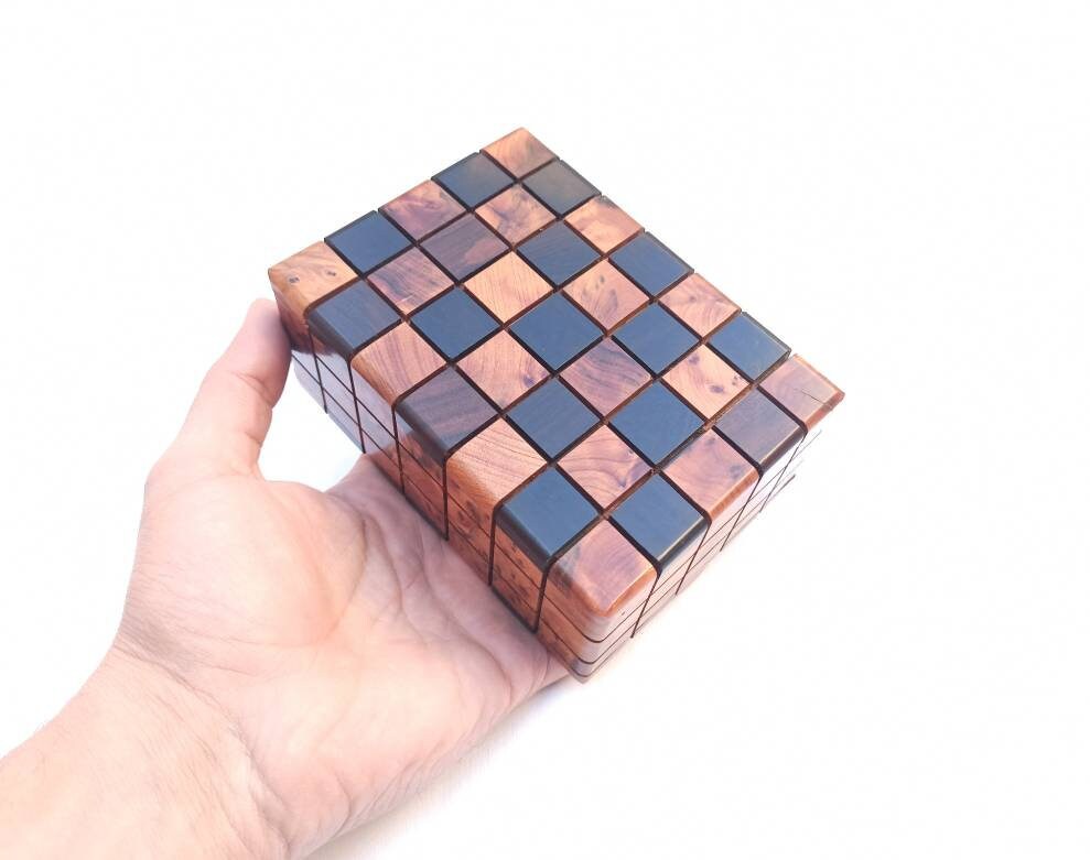 Set of 2 Wooden Puzzle Boxes Secret Jewelry Box Case - Etsy