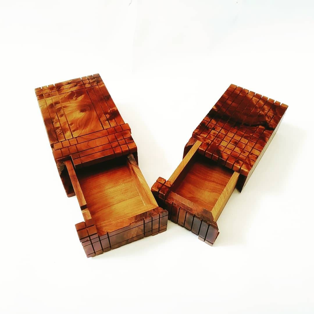 Set of 2 wooden puzzle boxes Fast Shipping Secret Jewelry | Etsy
