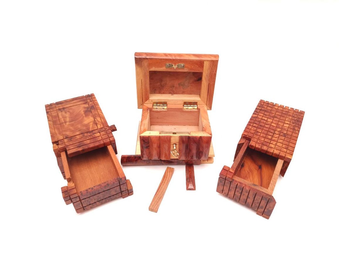 Set of 3 Puzzles Secrets Boxes in Thuya Wood Brain Teaser , Secret ...