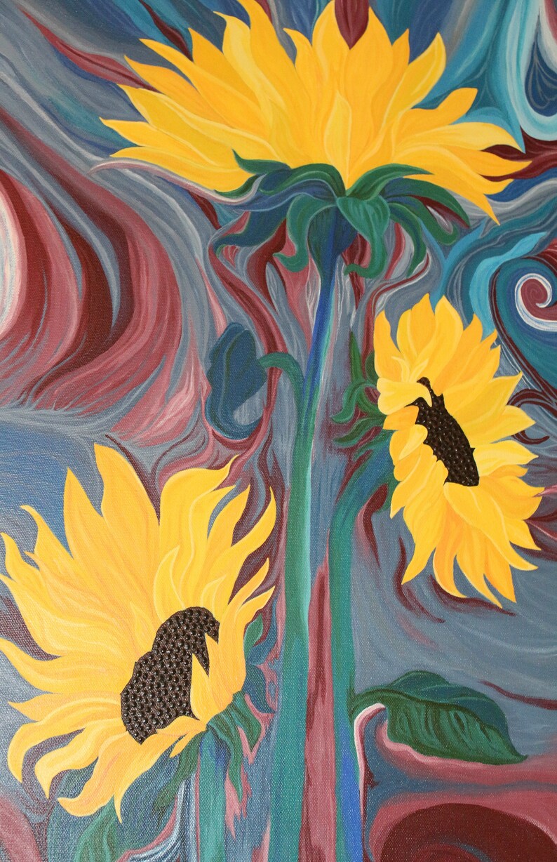 Sunflowers in a Psychedelic Smokey Haze - Etsy