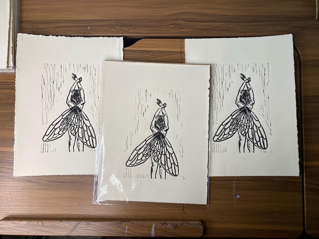 Fairy Lady Linocut Print - Etsy